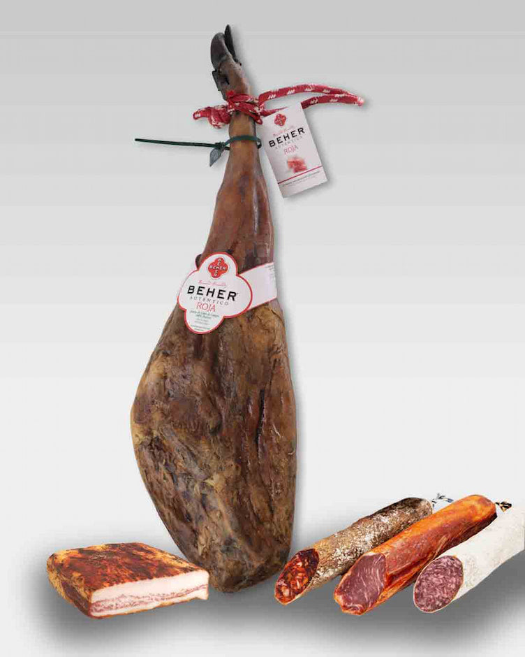 Lote Jamón de Cebo de Campo 100% ibérico ROJA – BEHER